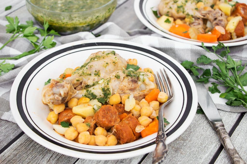 Spanish Cocido Recipe - w/ Chicken, Chickpeas, & Chorizo
