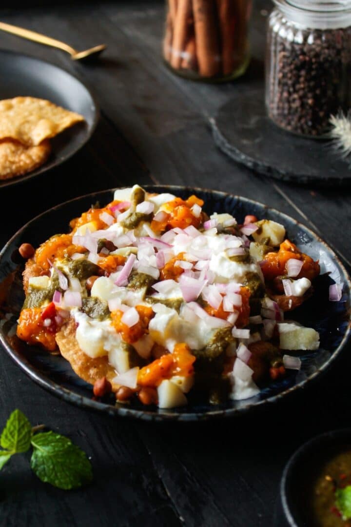 Indian Papdi Chaat Street Food Snack Recipe - Cooking The Globe