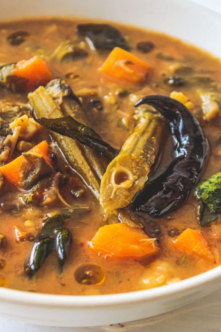 Indian Sambar Lentil Vegetable Stew - Cooking The Globe