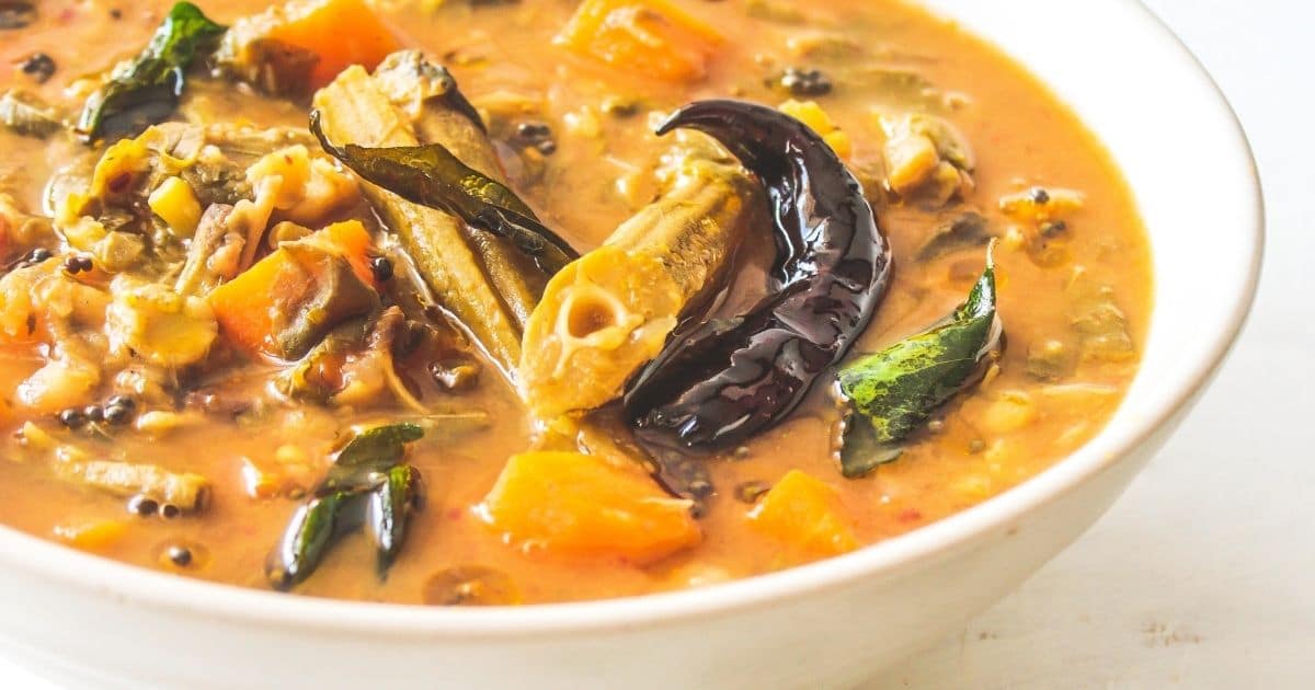 Indian Sambar Lentil Vegetable Stew - Cooking The Globe
