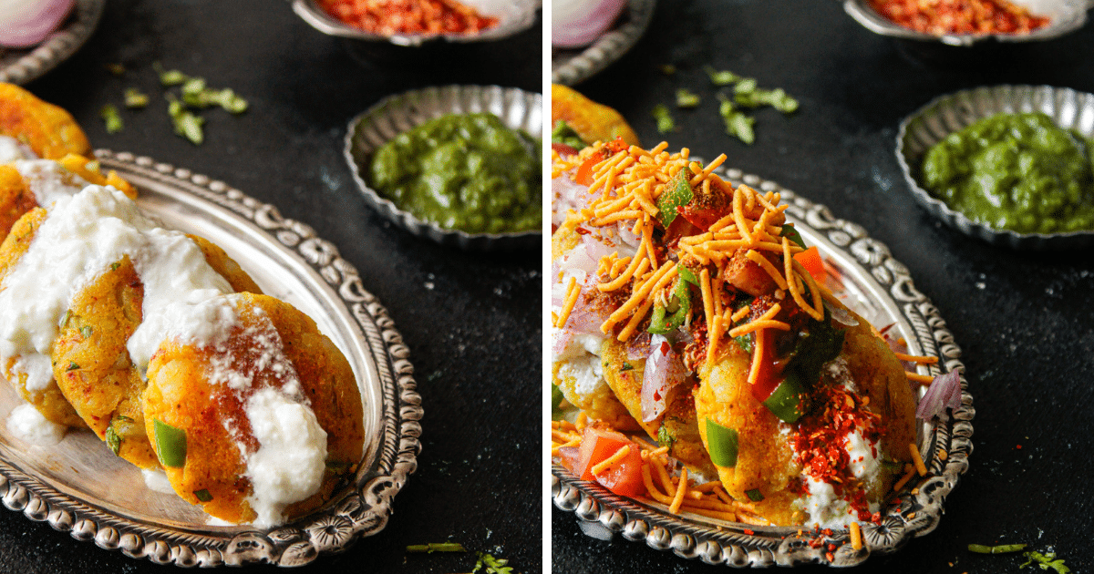 Easy Aloo Tikki Chaat Indian Street Food Recipe - Cooking The Globe